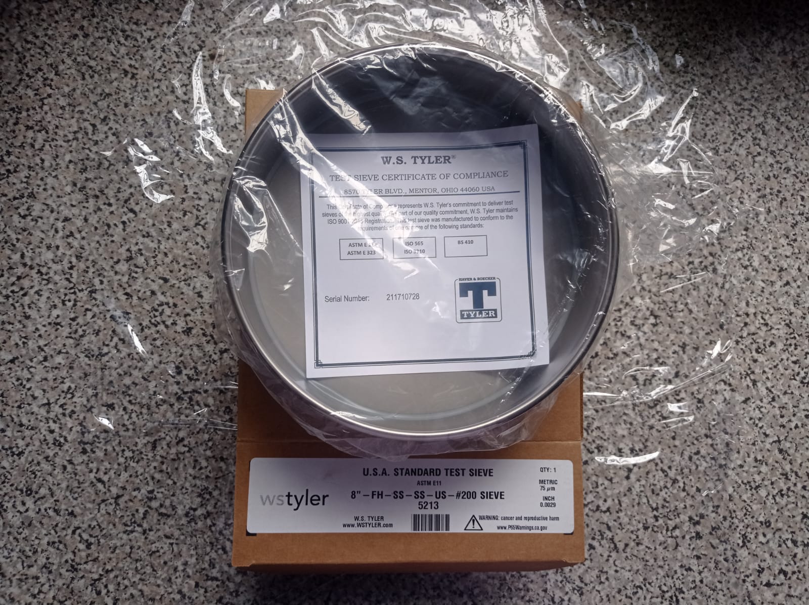 TAMIZ W.S. TYLER N° 200 DE 8″ DE ACERO INOXIDABLE