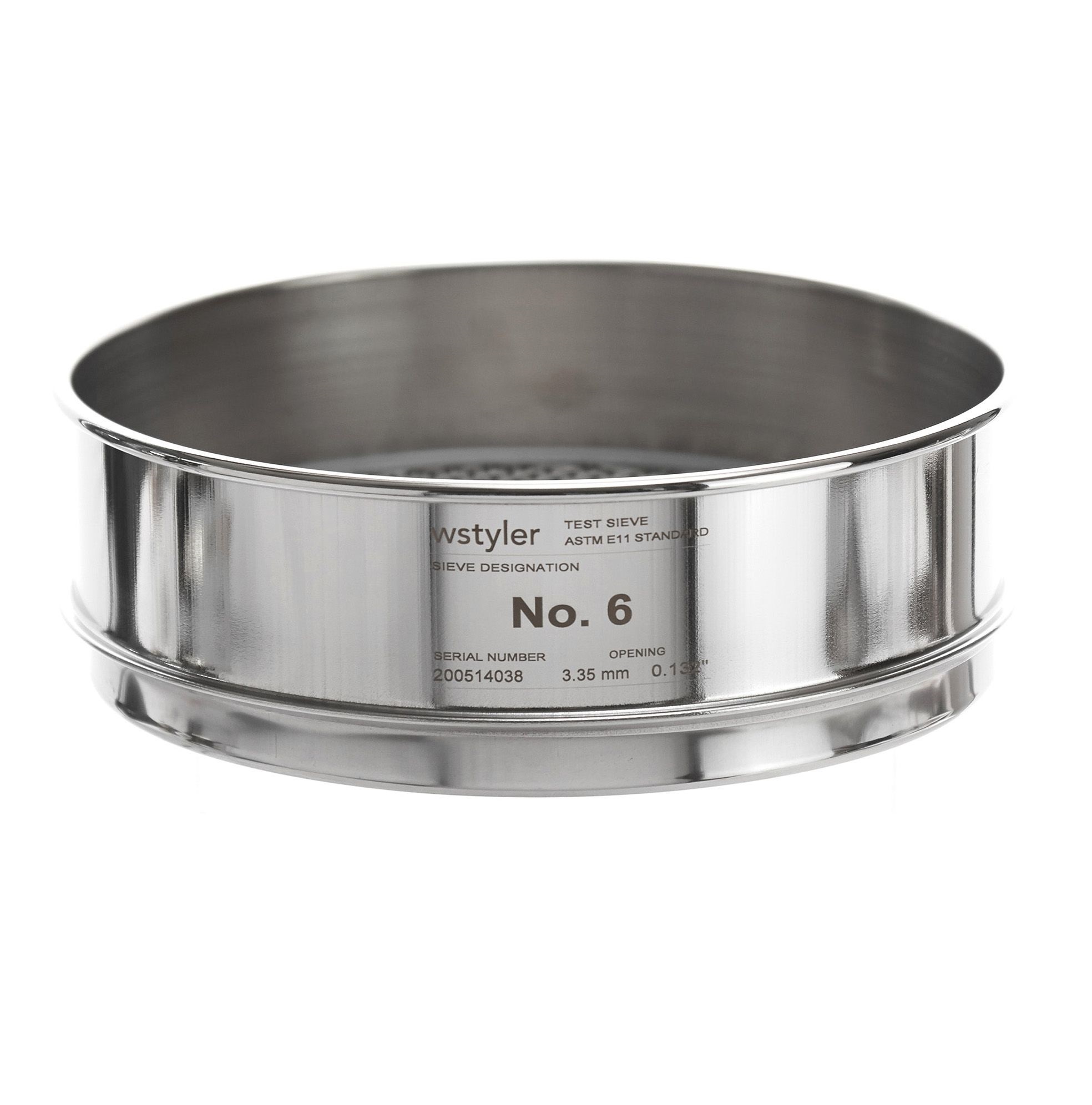 TAMIZ W.S. TYLER N° 6 DE 8″ DE ACERO INOXIDABLE- 5191