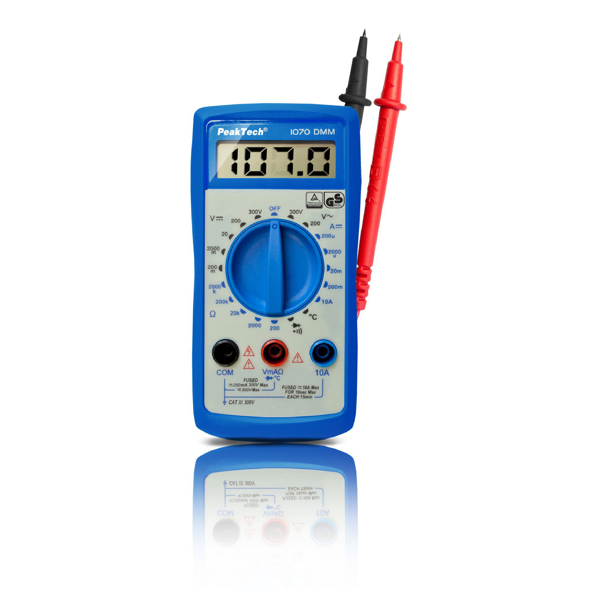 Multímetro Digital AC DC 300V LCD 2000 dígitos marca PeakTech P 1070